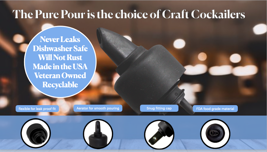 The Pure Pour | Pour Spouts for Bottles | Never Leaks Bar Accessories